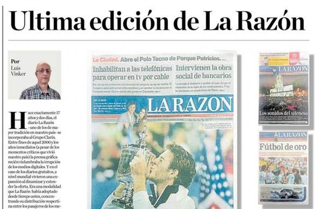 Cierra el diario "La Razón" tras 112 años de historia : : El Litoral ...